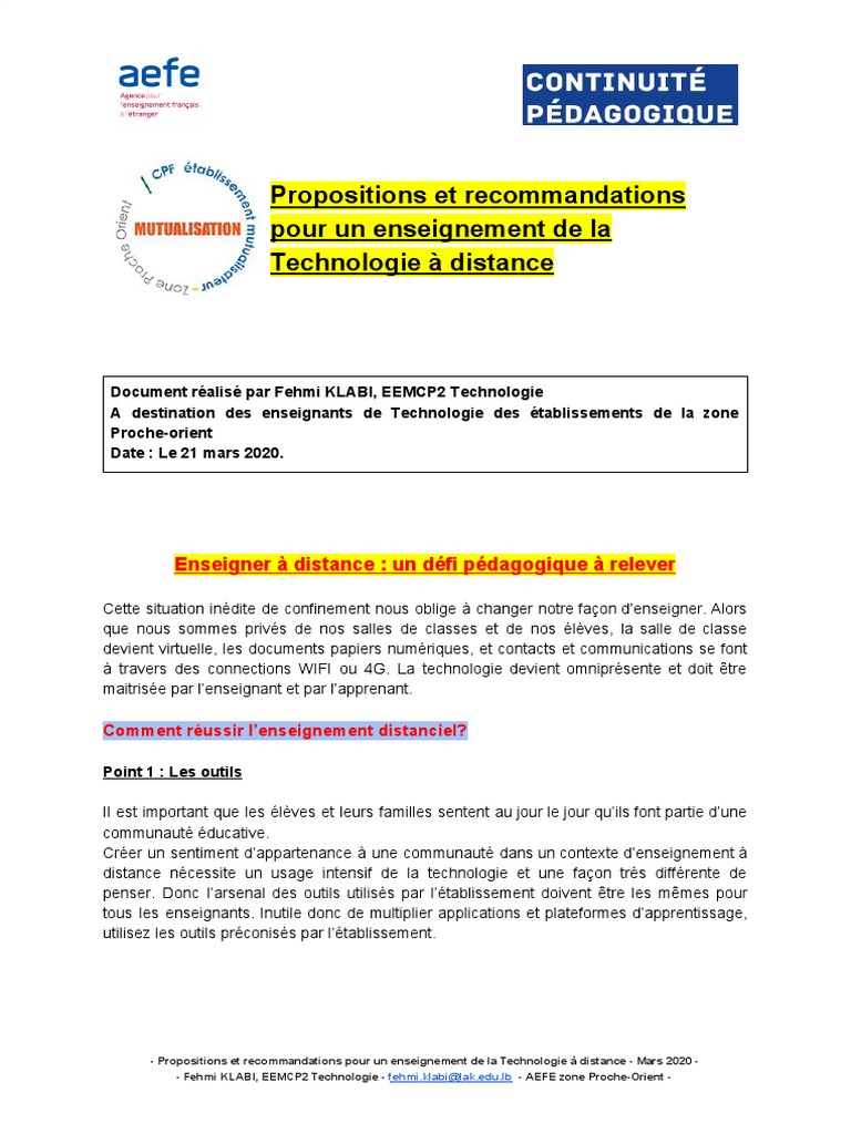 Enseignement de la Technologie à distance | PDF | Enseignement | Pédagogie