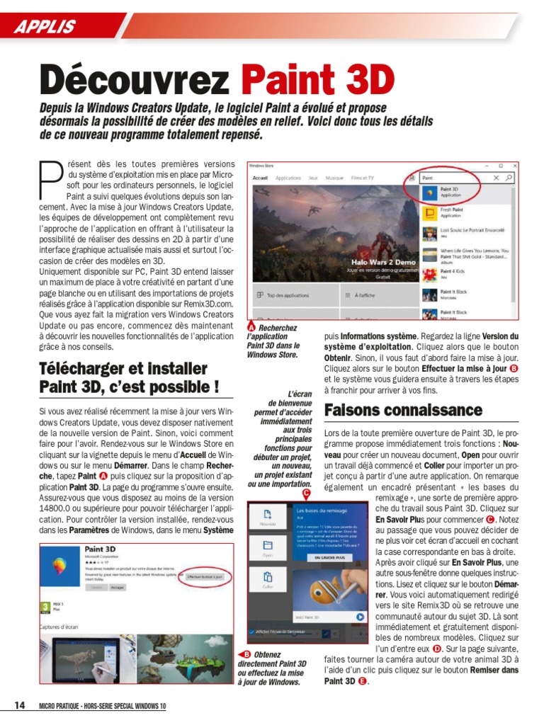 Découverte de Paint 3D sur Windows 10 | PDF | Interface graphique ...