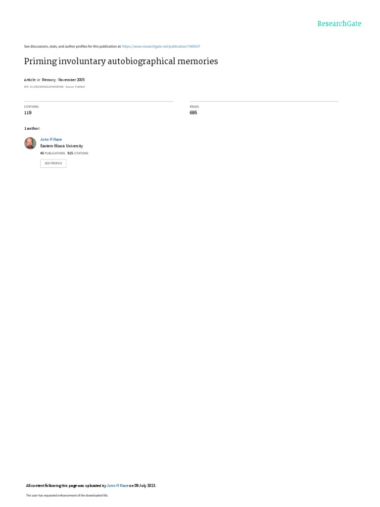 Mace 2005 | PDF | Memory | Recall (Memory)