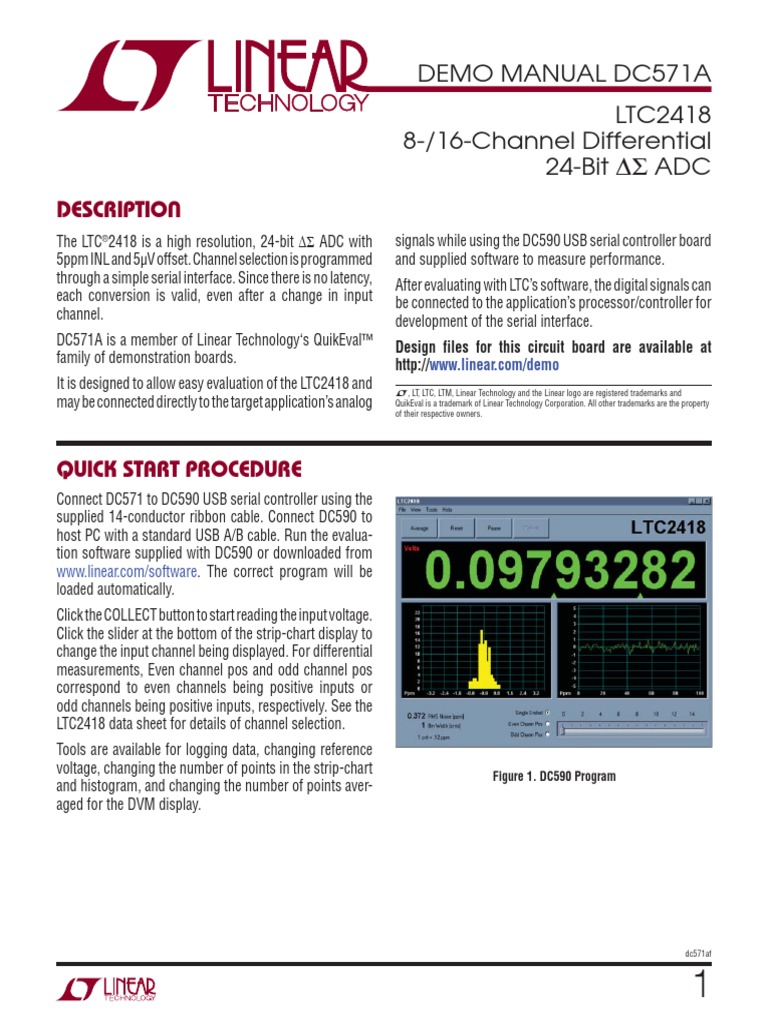 LTC 2418 - Demo Manual | PDF | Analog To Digital Converter | Amplifier