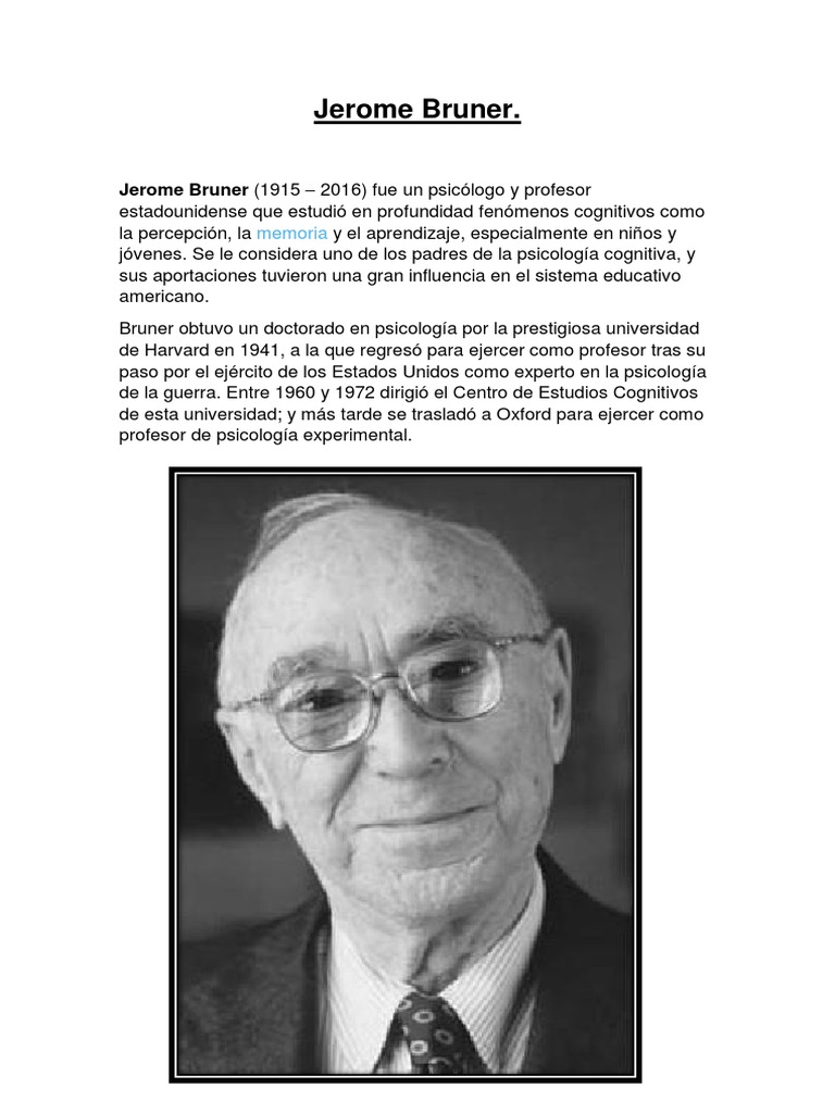 Jerome Bruner Bill | PDF | Sicología | Aprendizaje