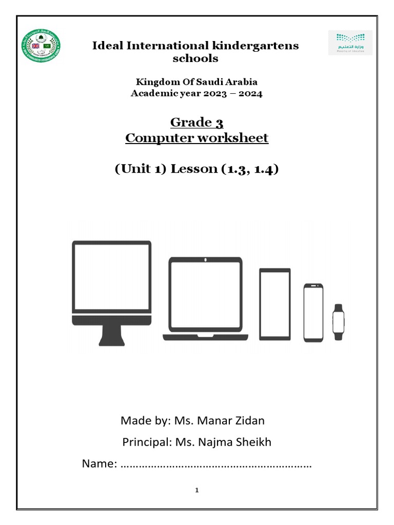Computer Worksheet (1.3, 1.4) G3 | PDF | Mobile Device | Tablet Computer