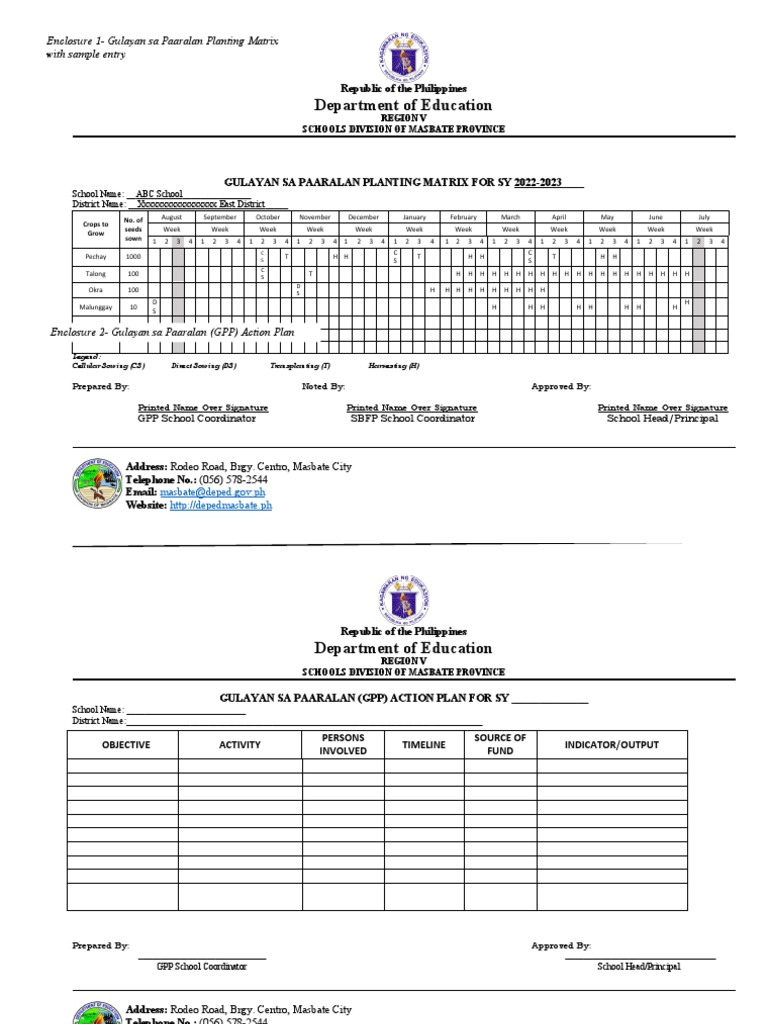 GPP Planting Matrix Template | PDF | Sowing | Vegetables