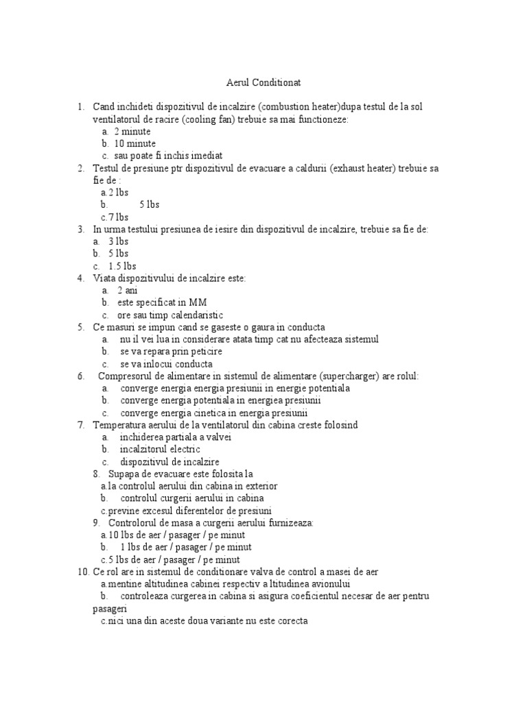 Aerul Conditionat30 Fara Raspunsuri | PDF
