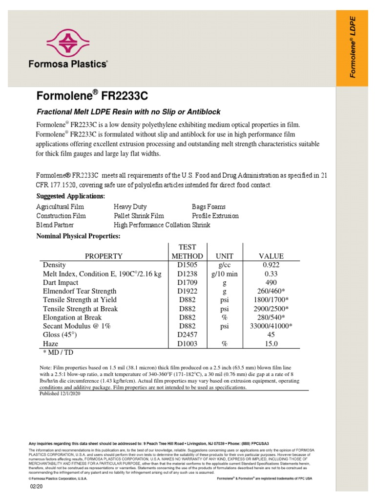 Formolene fr2233c | PDF