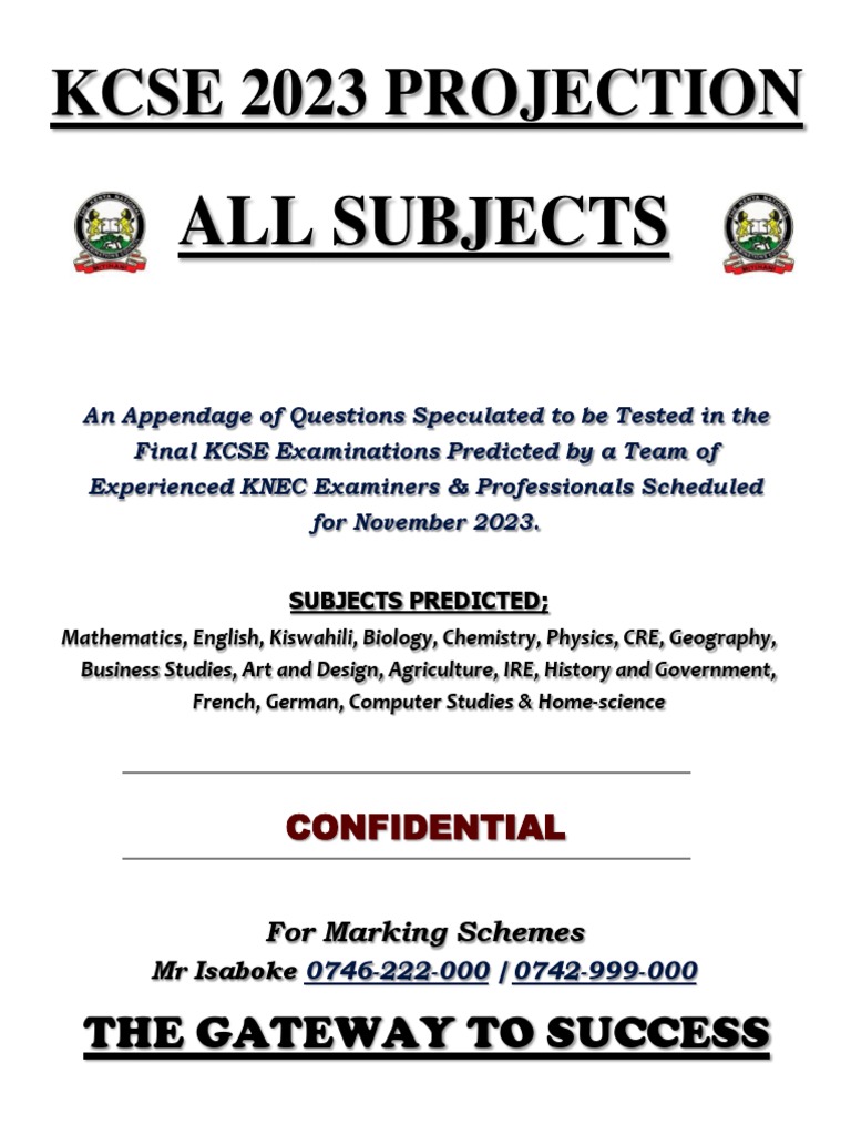 Kcse 2023 Projection Exams Series 1 | PDF | Kenya | Israelites