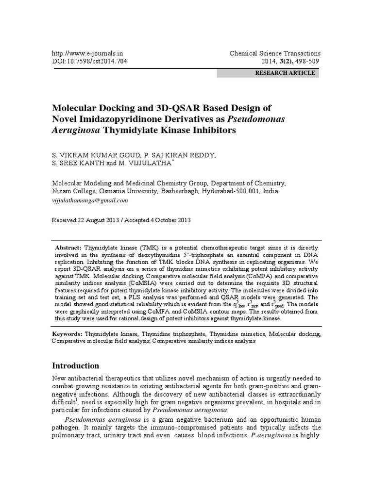 Molecular Docking And 3d Qsar Based Design Of Pdf Docking