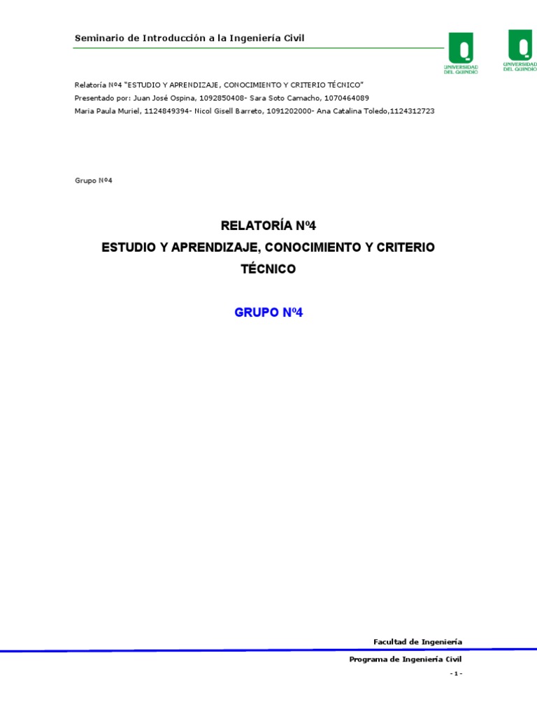 Relatorias Nº1 G4 | PDF