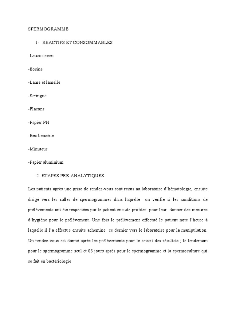 Spermogramme Inh | PDF