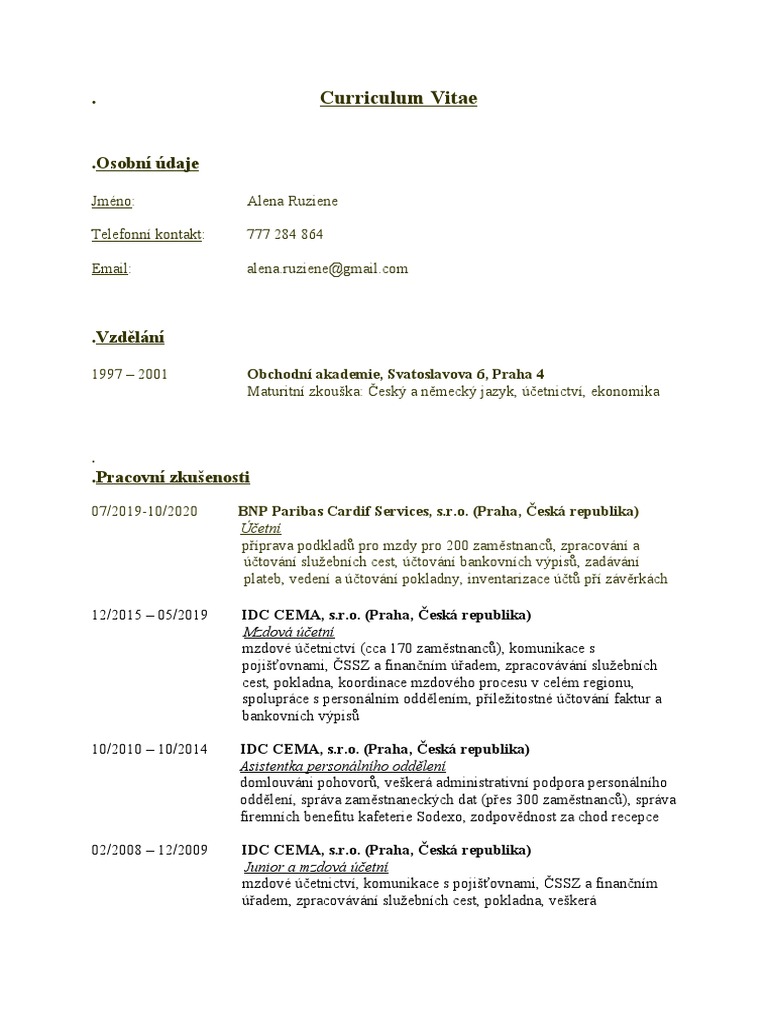 Alena CV CZ | PDF