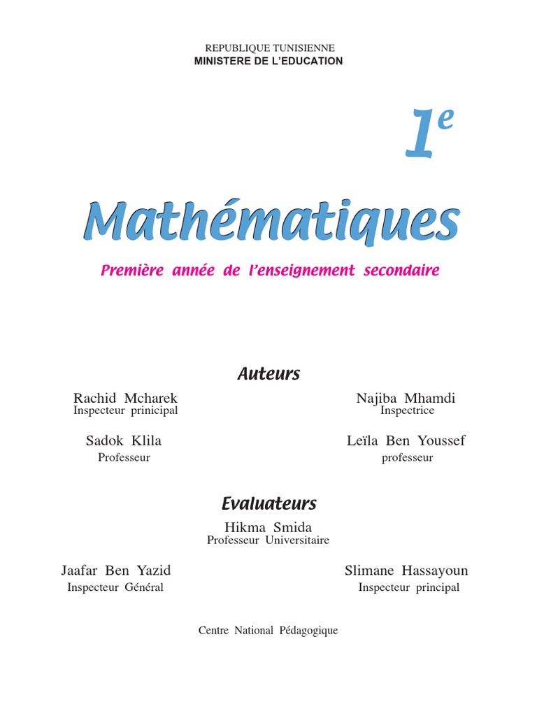 Livre Scolaire Mathématiques 1ere Secondaire | PDF
