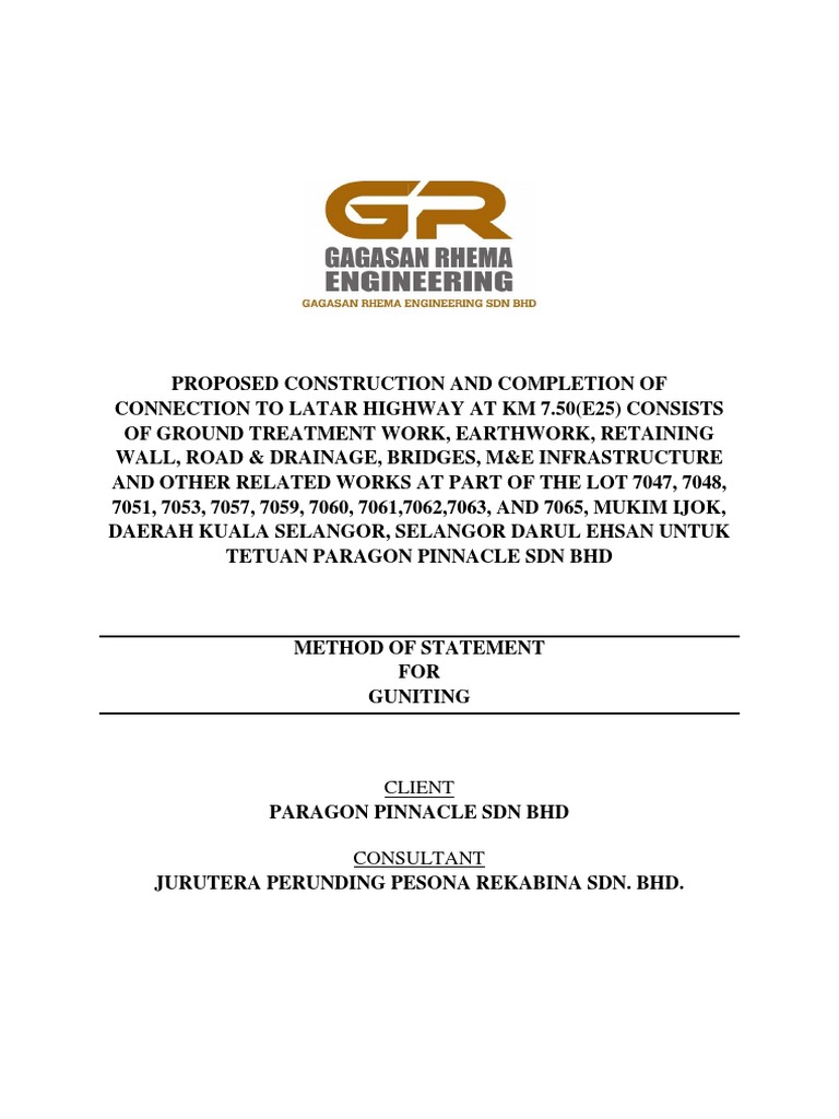 Method of Statement for Guniting | PDF | Concrete | Building Engineering