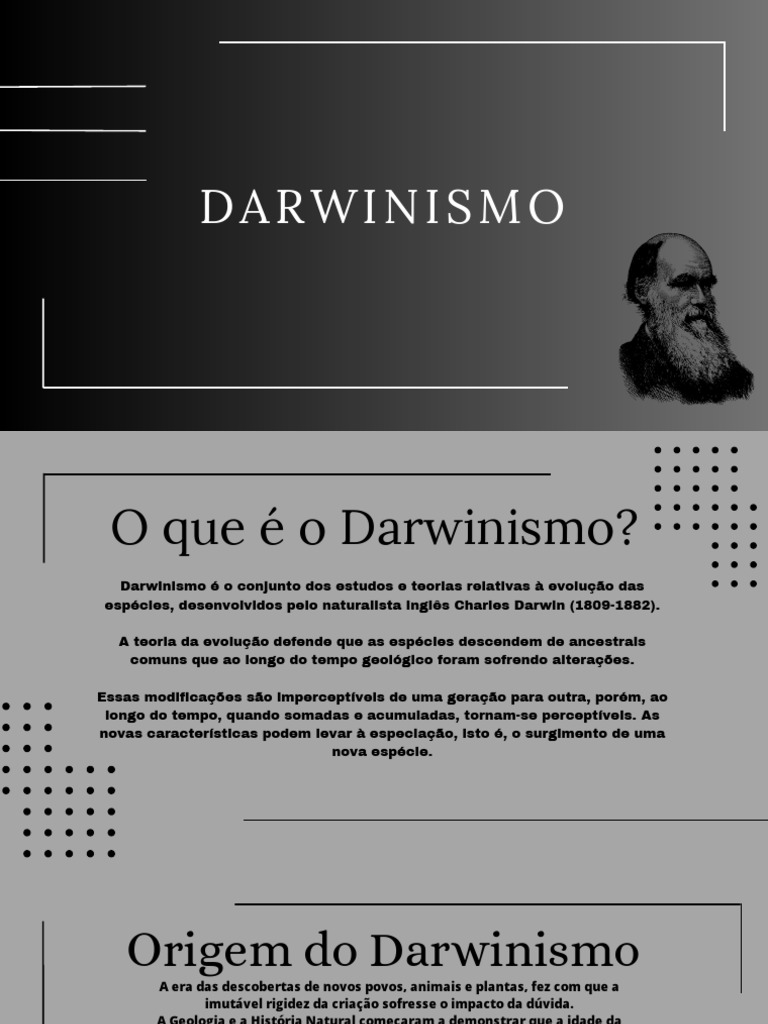 Apresentação Darwinismo | PDF | Seleção natural | Charles Darwin