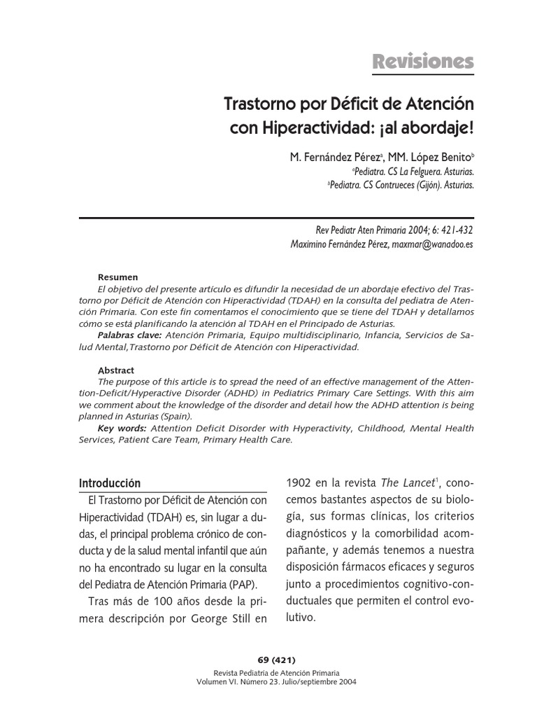 Transtorno Por Déficit de Atención Con Hiperactividad | PDF | Desorden hiperactivo y deficit de ...