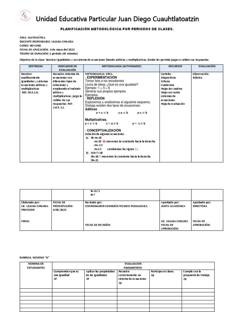 Planificación Noveno | PDF