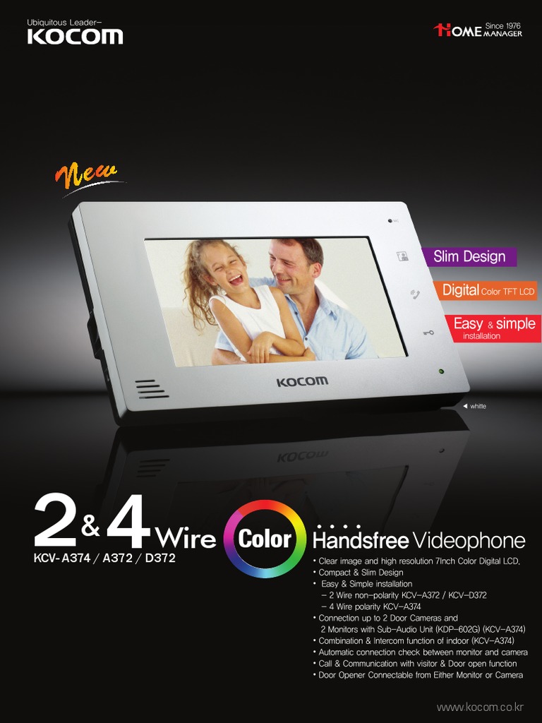 KOCOM - Folleto - KCV-D372 y KCV-A374 | PDF | Computer Monitor | Camera