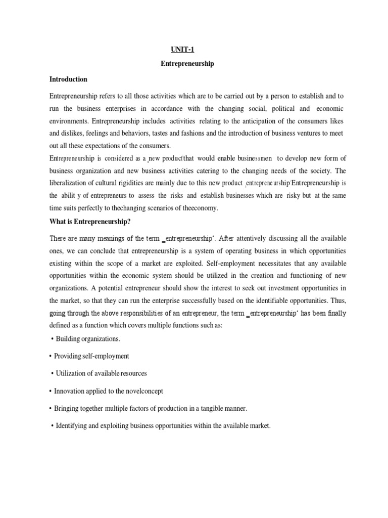 Unit1 (POE) | PDF | Entrepreneurship | Innovation