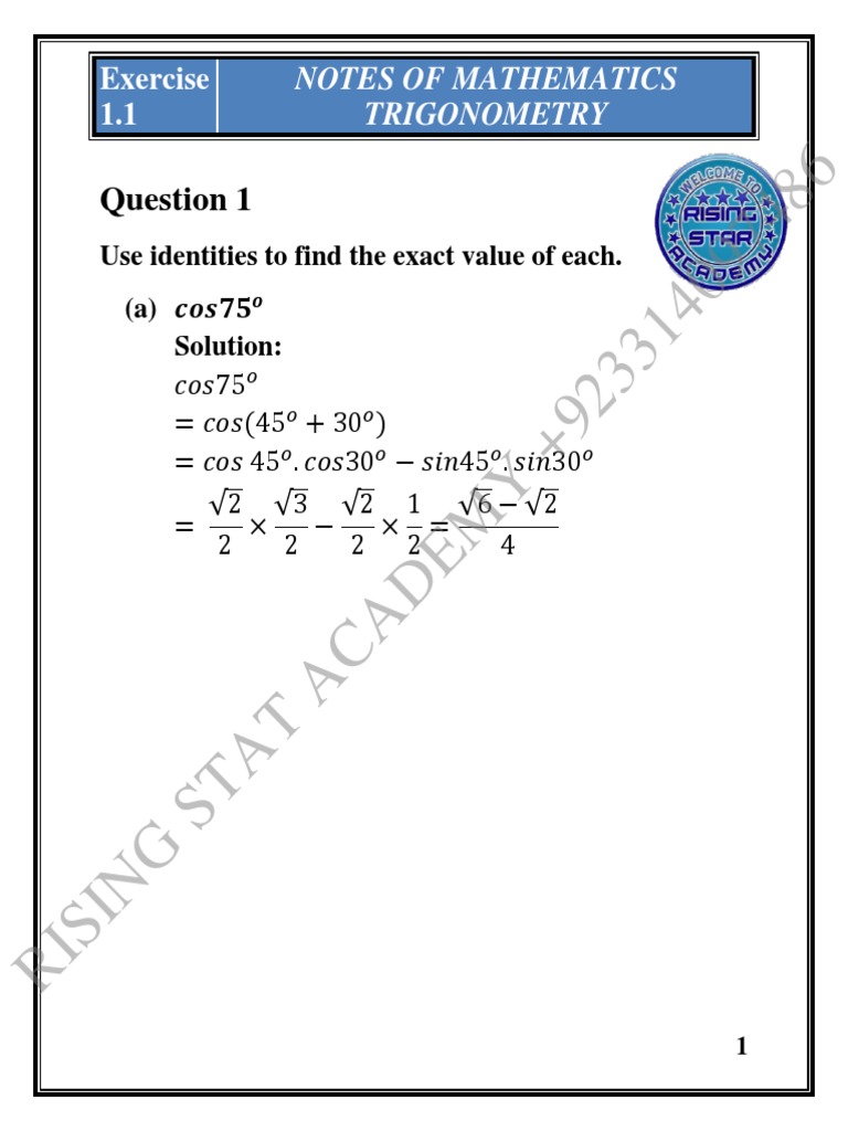 Exercise 1.1 (Trigonometry) Complete | PDF | Voltage | Metrology
