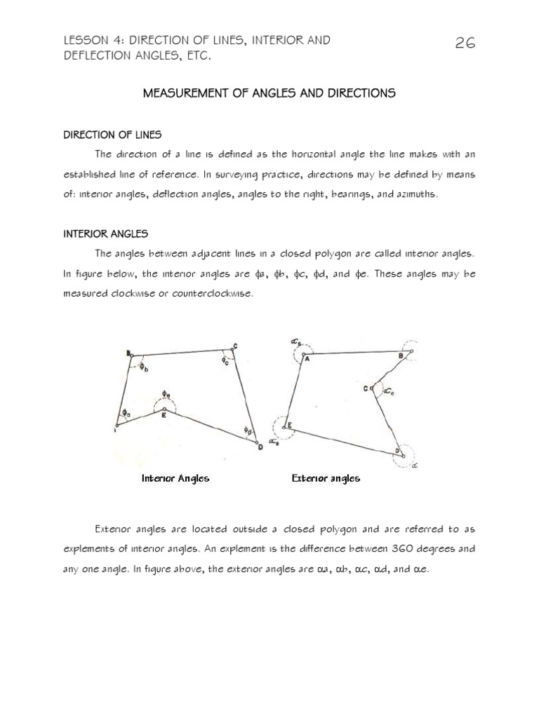 Lesson 3 Direction of Lines, Interior and Deflection Angles, Etc. | PDF ...