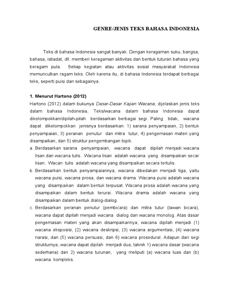 Ragam Teks dalam Bahasa Indonesia | PDF
