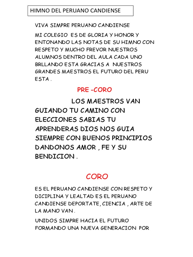 Himno Del Peruano Canadiense | PDF