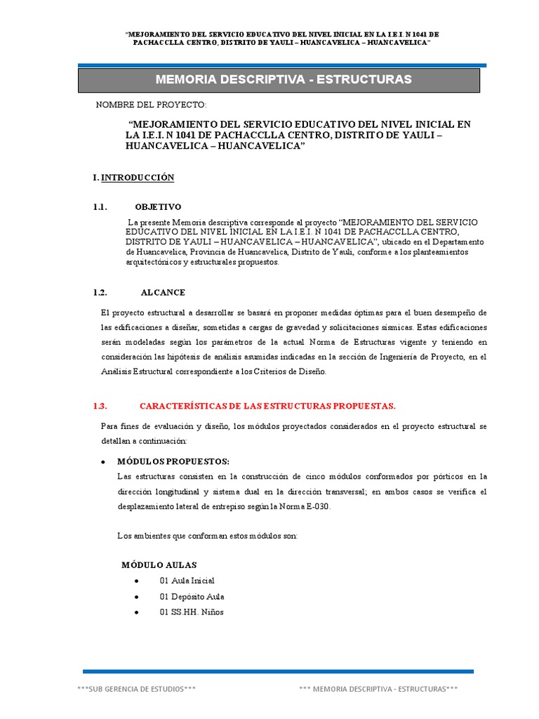Memoria Descriptiva Estructuras | PDF