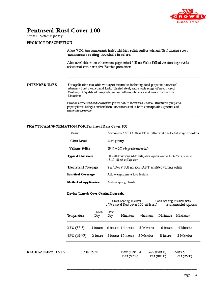 Pentaseal Rust Cover 100 | PDF