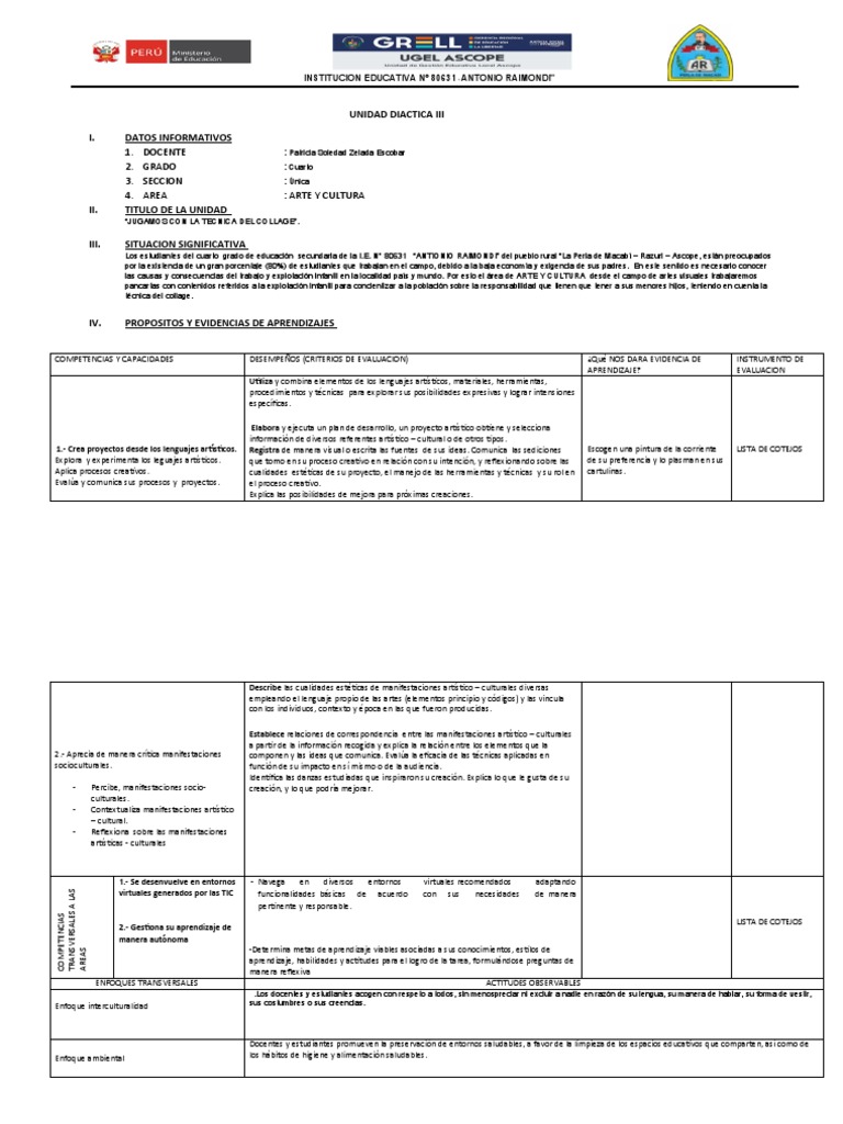 Unidad Iii Cuarto | PDF | Aprendizaje | Evaluación