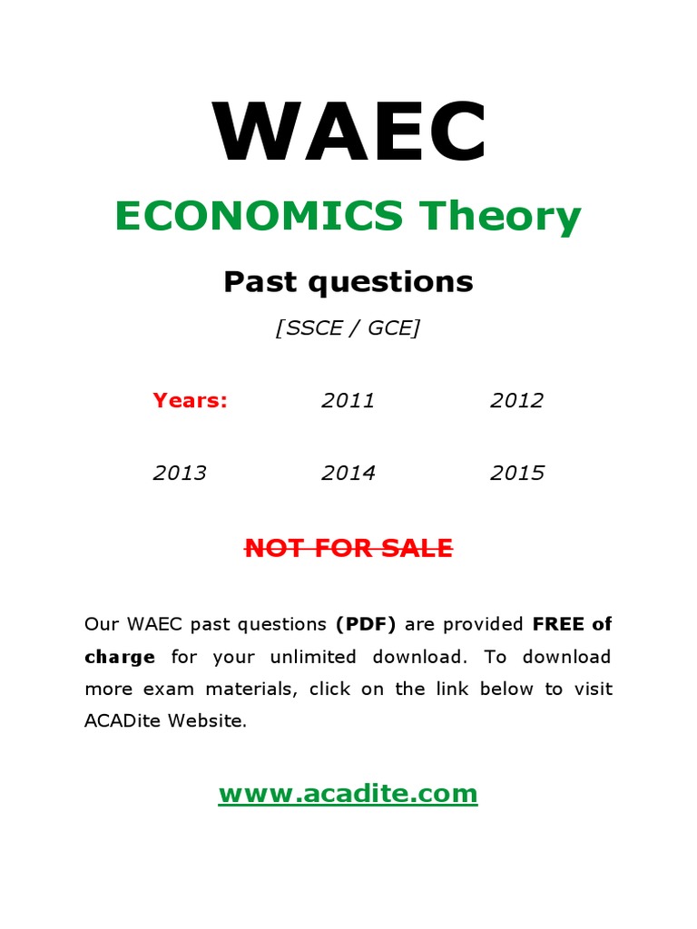 Waec Econs Theory Ques 11 15 Pdf Demand Supply Economics