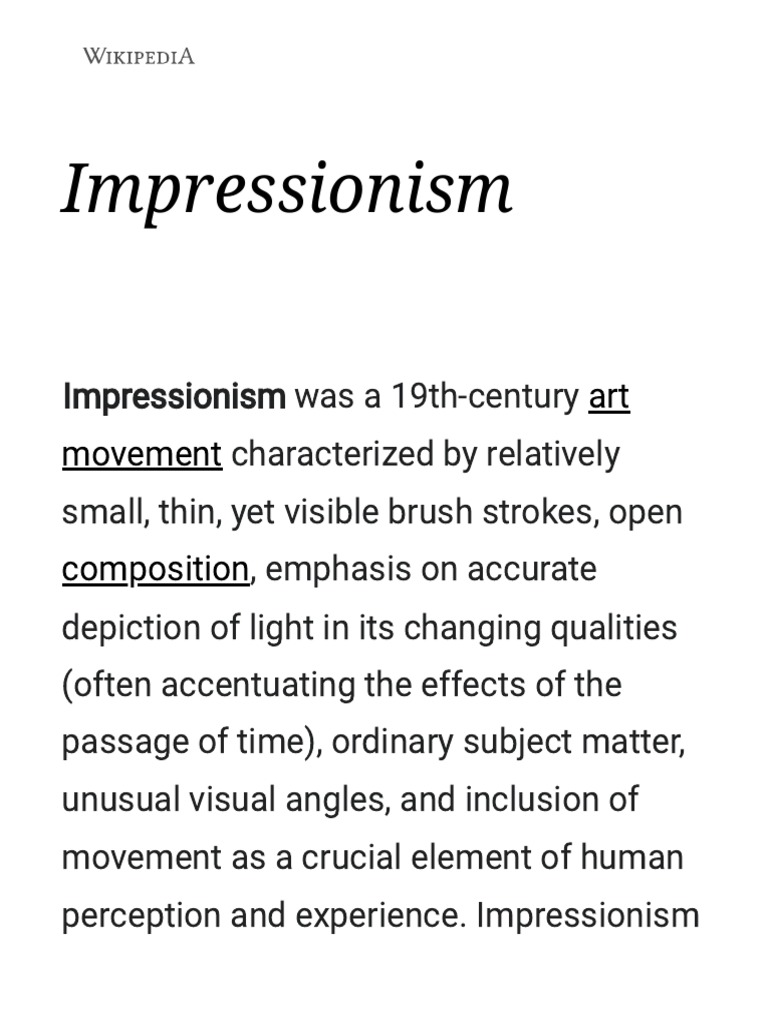 Impressionism - Wikipedia | PDF | Art