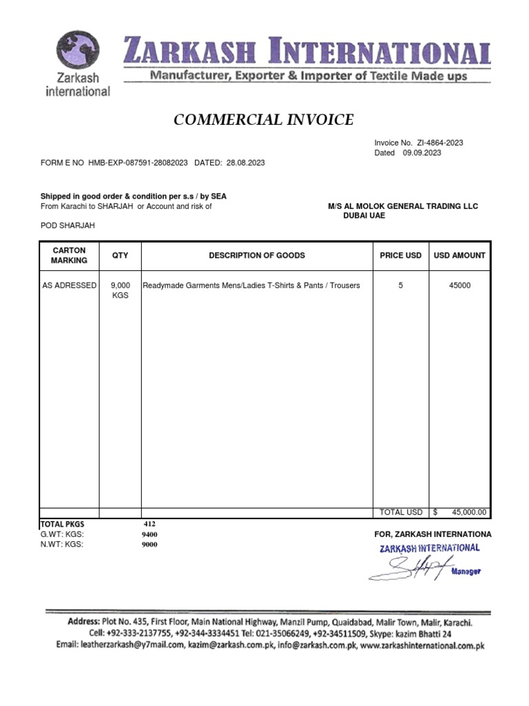 COMMERCIAL INVOICE (2) | PDF