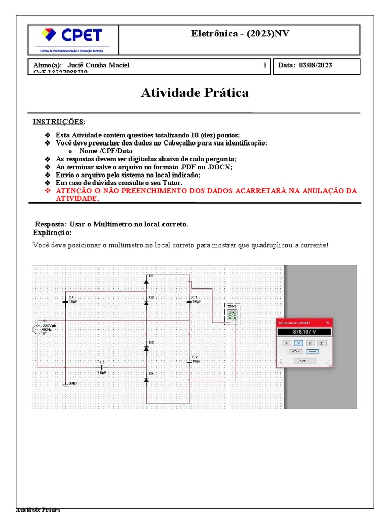 Atividade Prática Eletronica Basica | PDF