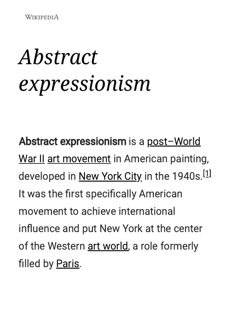 Abstract Expressionism - Wikipedia | Download Free PDF | Abstract Art ...