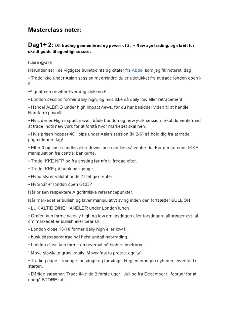 Masterclass Noter | PDF