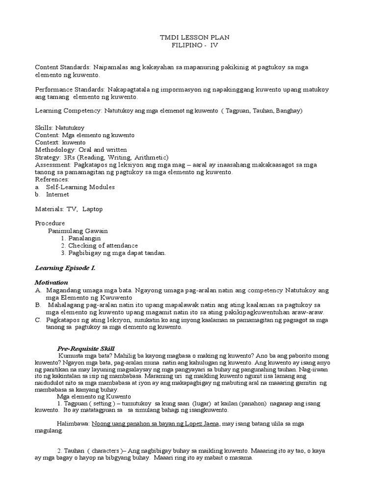 Filipino For COT | PDF