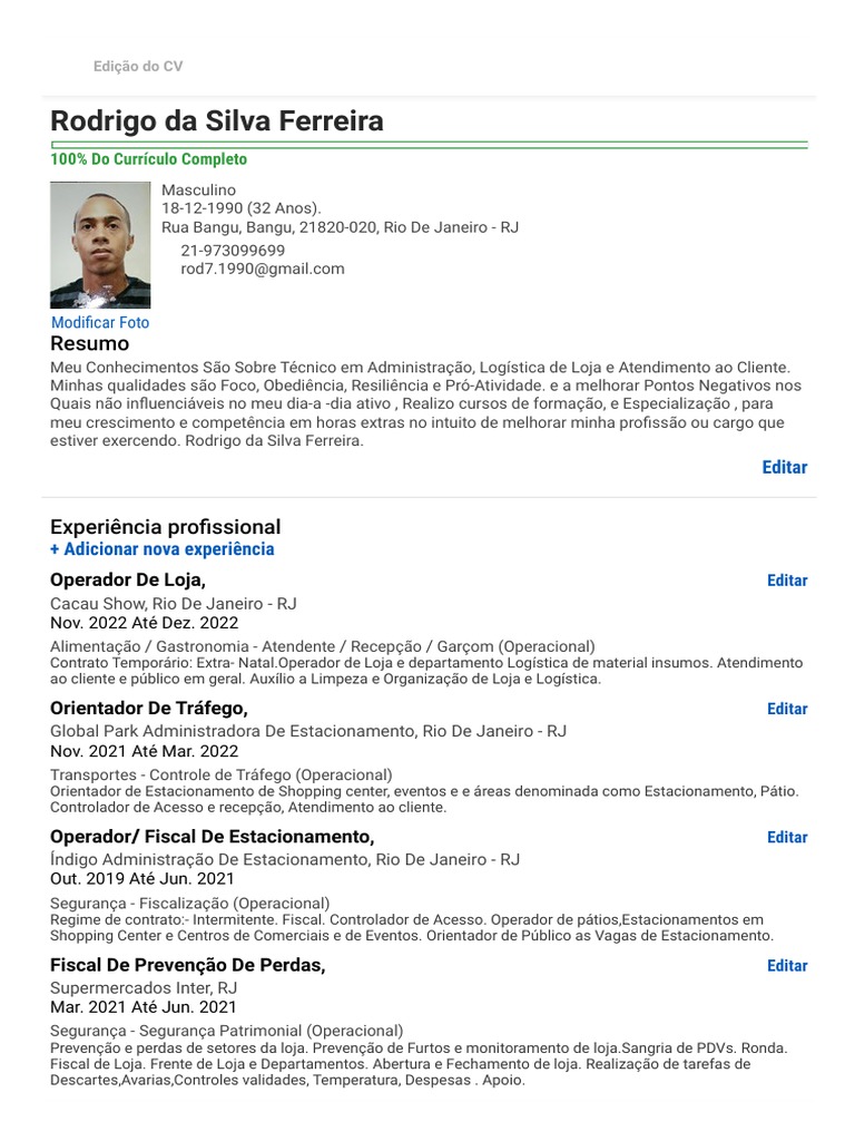 CV (Atualizado) | PDF | Logística | Rio de Janeiro