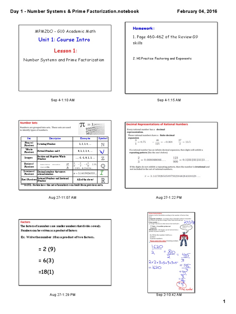 Day 1 - Number Systems & Prime Factorization NOTES | PDF | Numbers ...