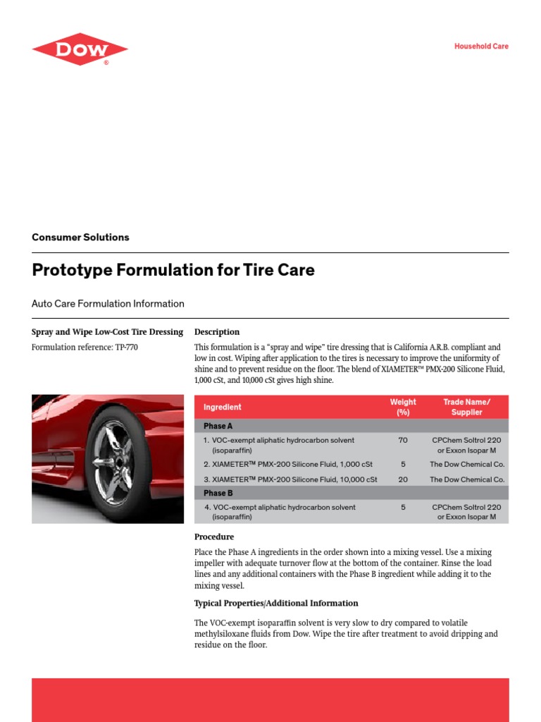 26 1615 01 Prototype Dressing Formulation TP 770 | PDF | Tire | Silicone