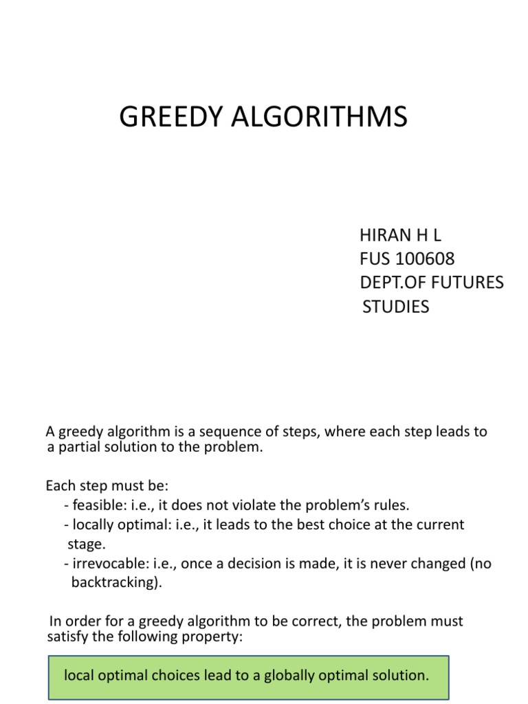 Greedy Algorithms Pdf