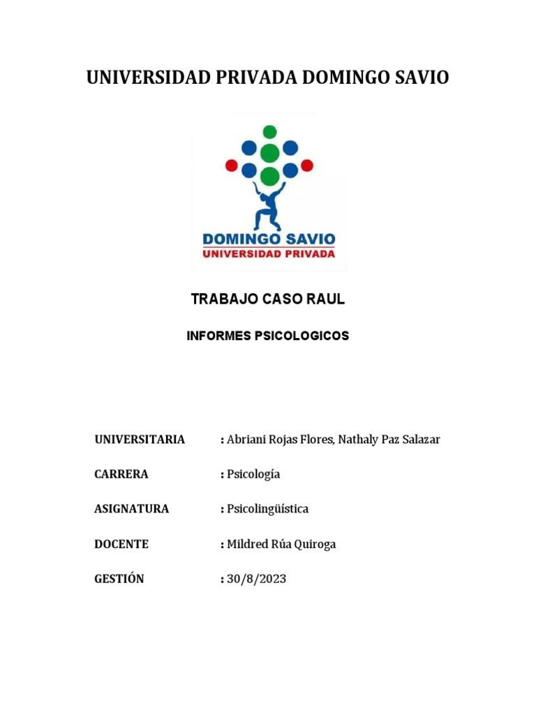 Caso Raul Finalizado | PDF | Espectro autista | Sicología