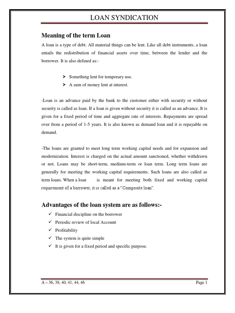 Loan Syndication | PDF | Syndicated Loan | Financial Markets