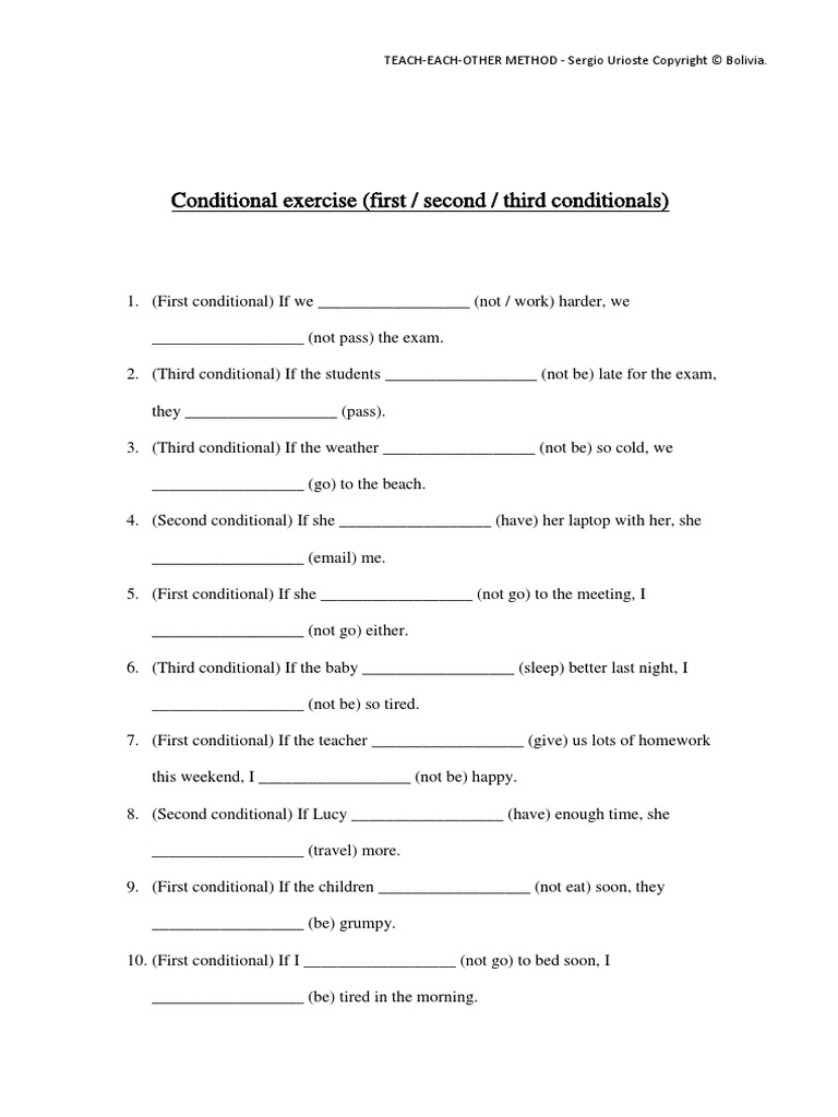 Conditional Exercises for English Learners | PDF