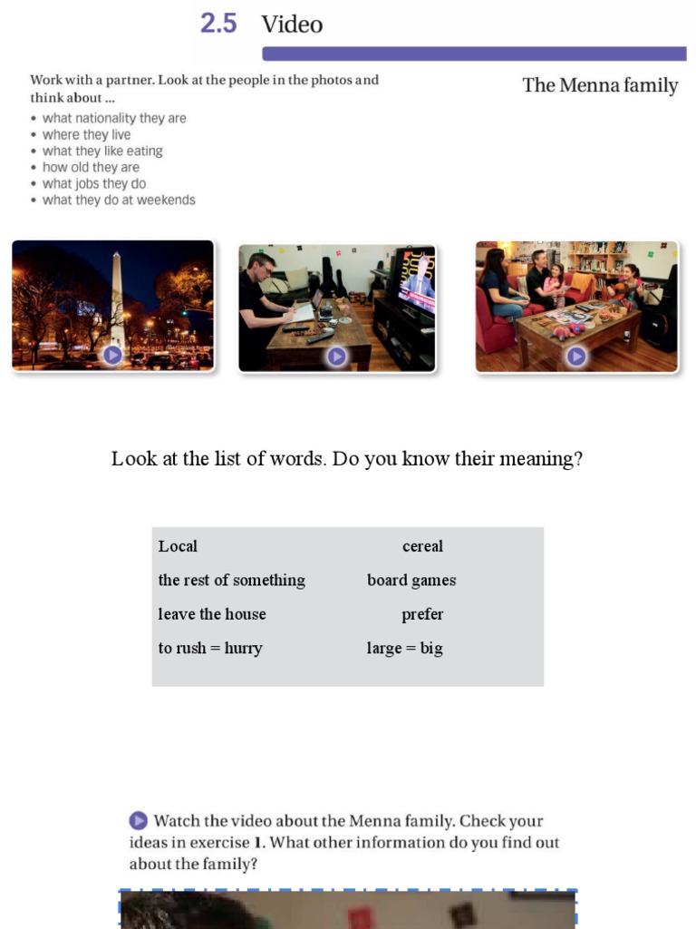 Navigate A2. Cousebook. 2.5. Video + Review Unit 2 | PDF