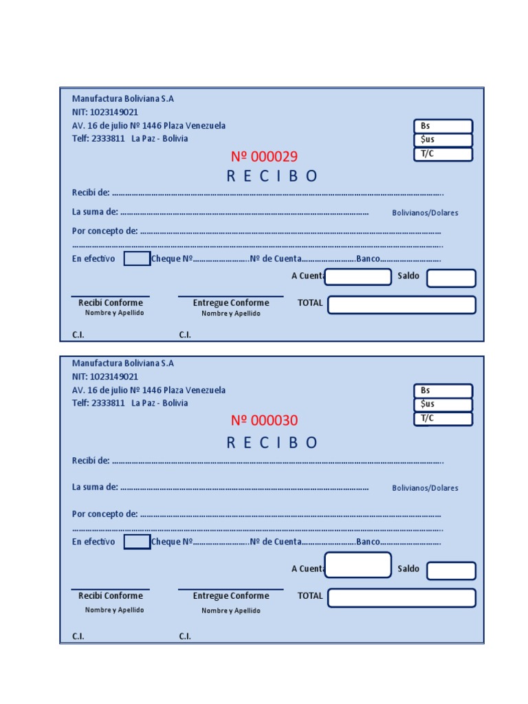 Talonario de Recibos | PDF
