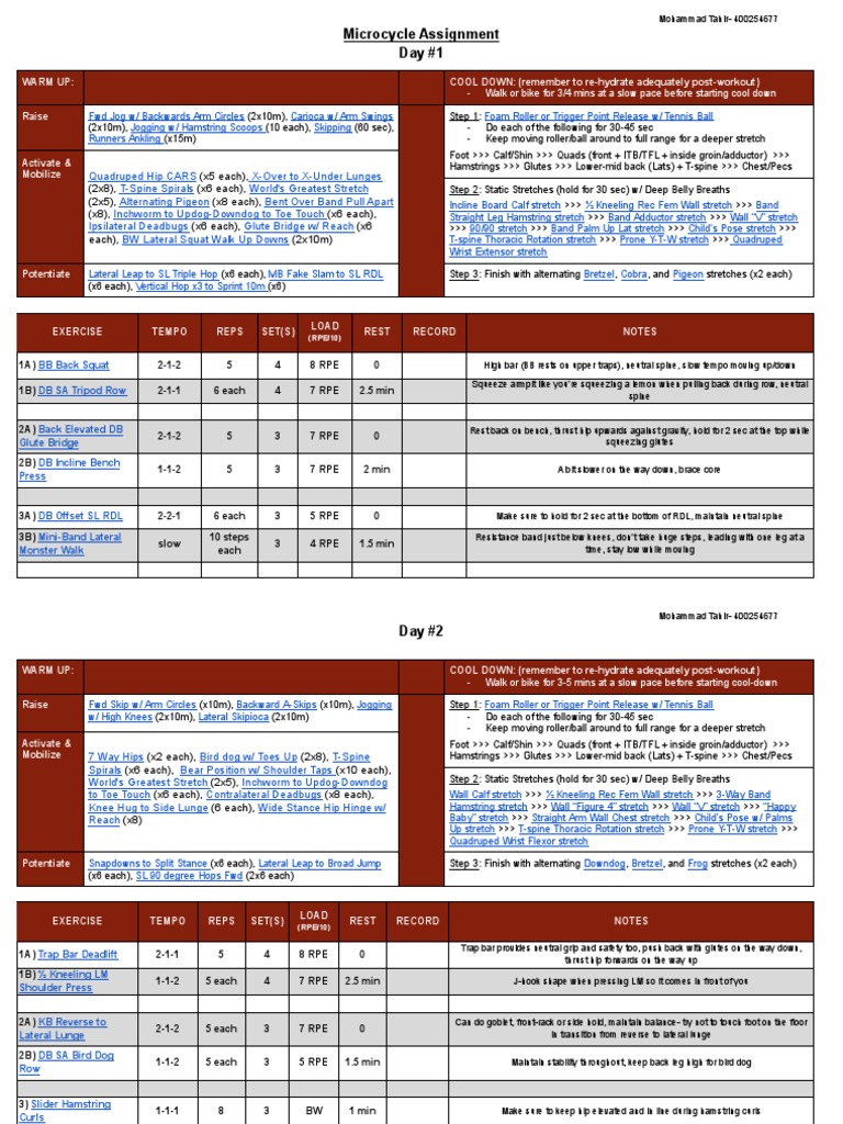 Kin 3F03 - Microcycle Assignment | PDF | Anatomical Terms Of Motion ...