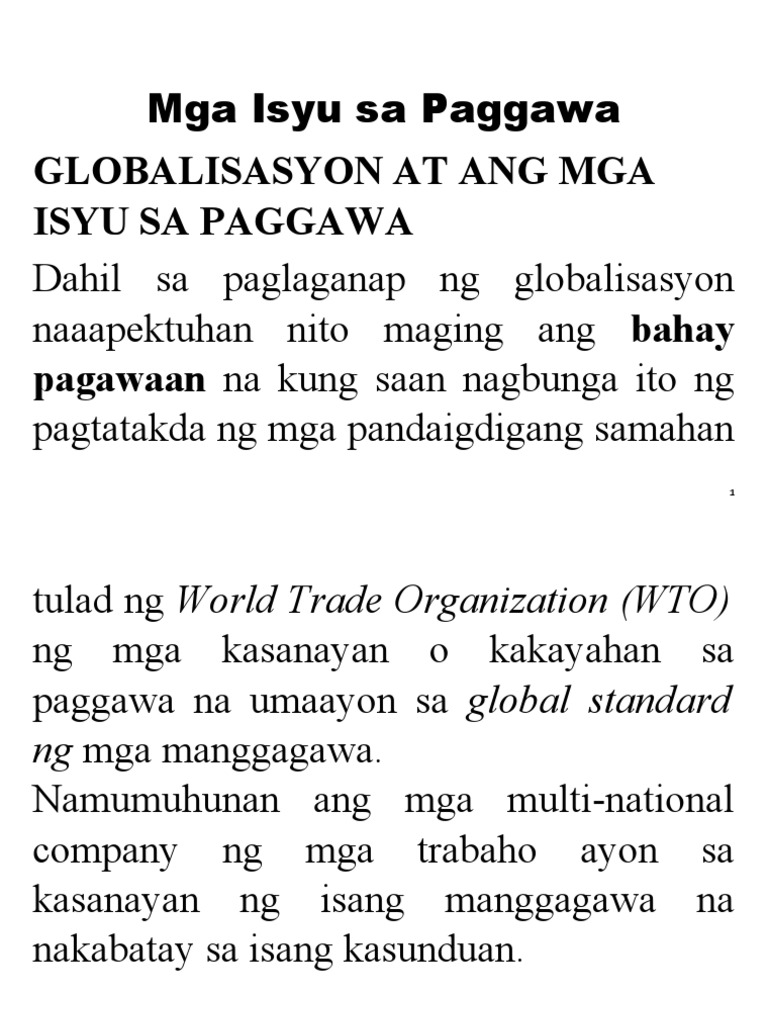 Mga Isyu Sa Paggawa | PDF