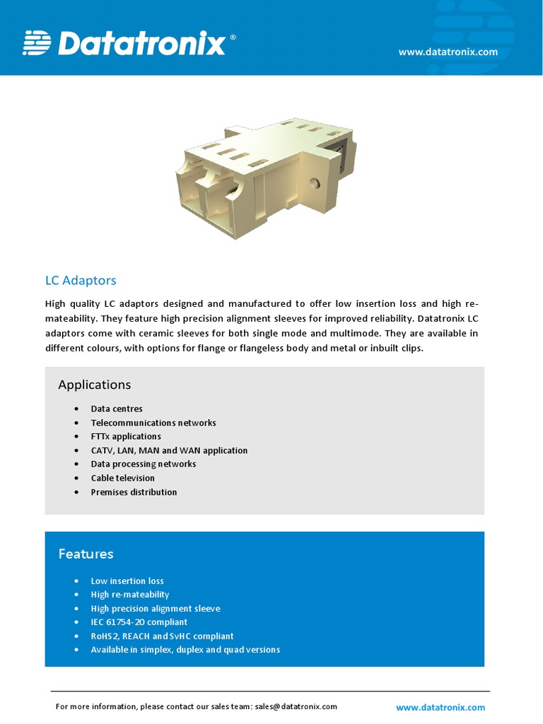 Adaptadores LC Datatronix | PDF | Computing | Manufactured Goods