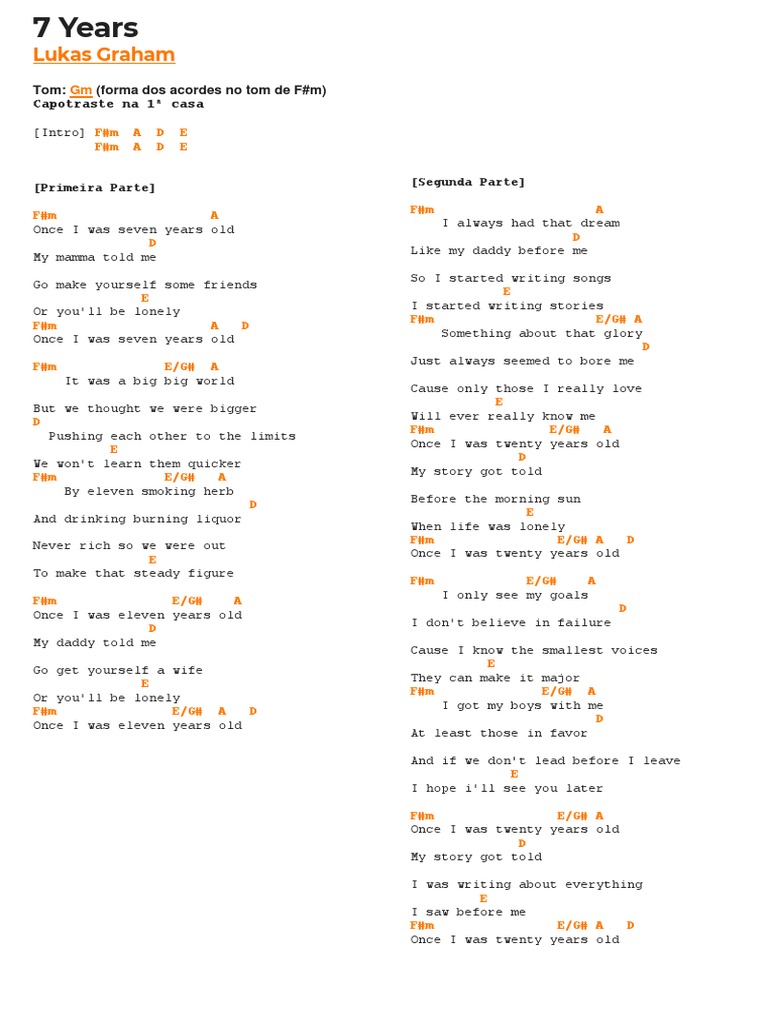 7 Years - Lukas Graham Guitar Chords | PDF
