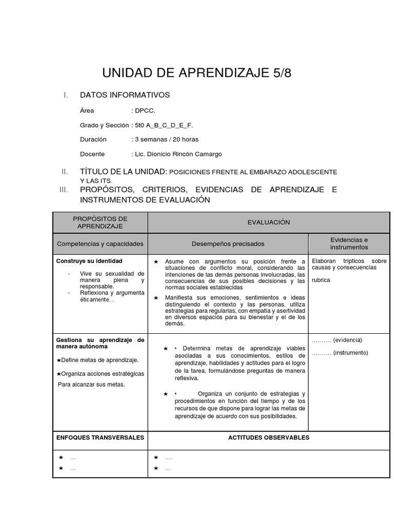 DPCC - Unidad 5 Sesion. 1,2,3,4. | PDF | Aprendizaje | Estigma social