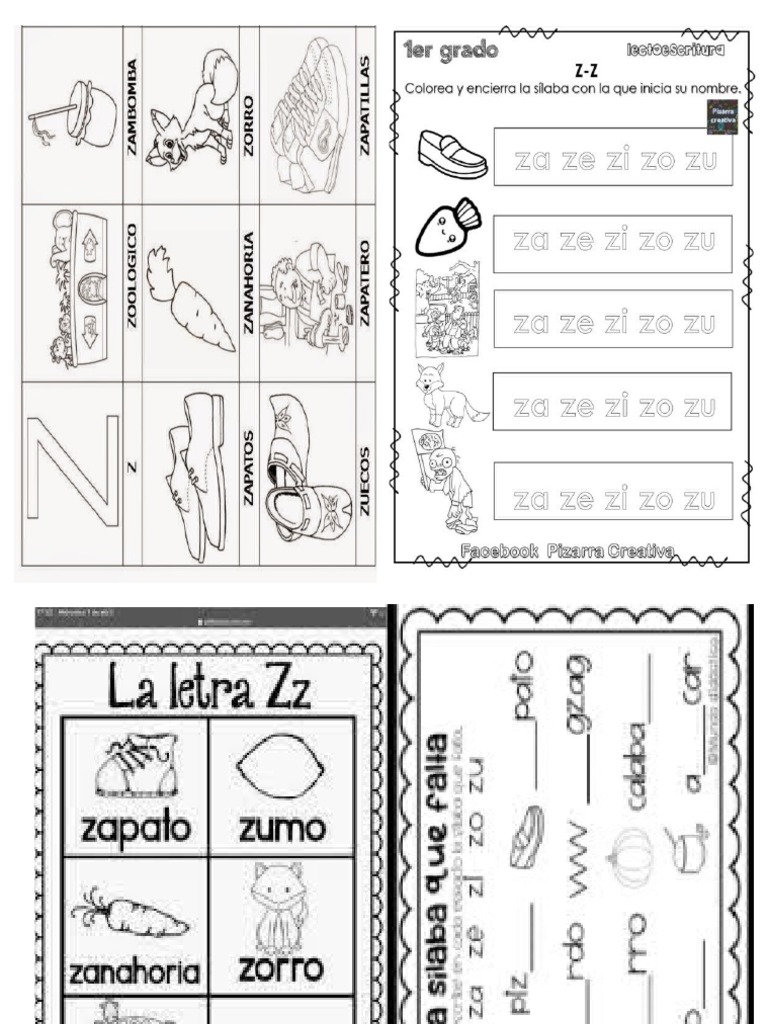 Actividades con la letra Z para primaria | PDF